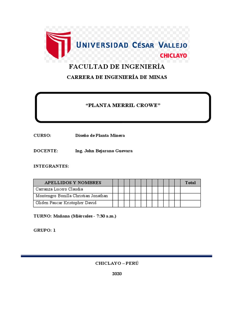 Merril Crowe | PDF | Precipitación (Química) | Zinc