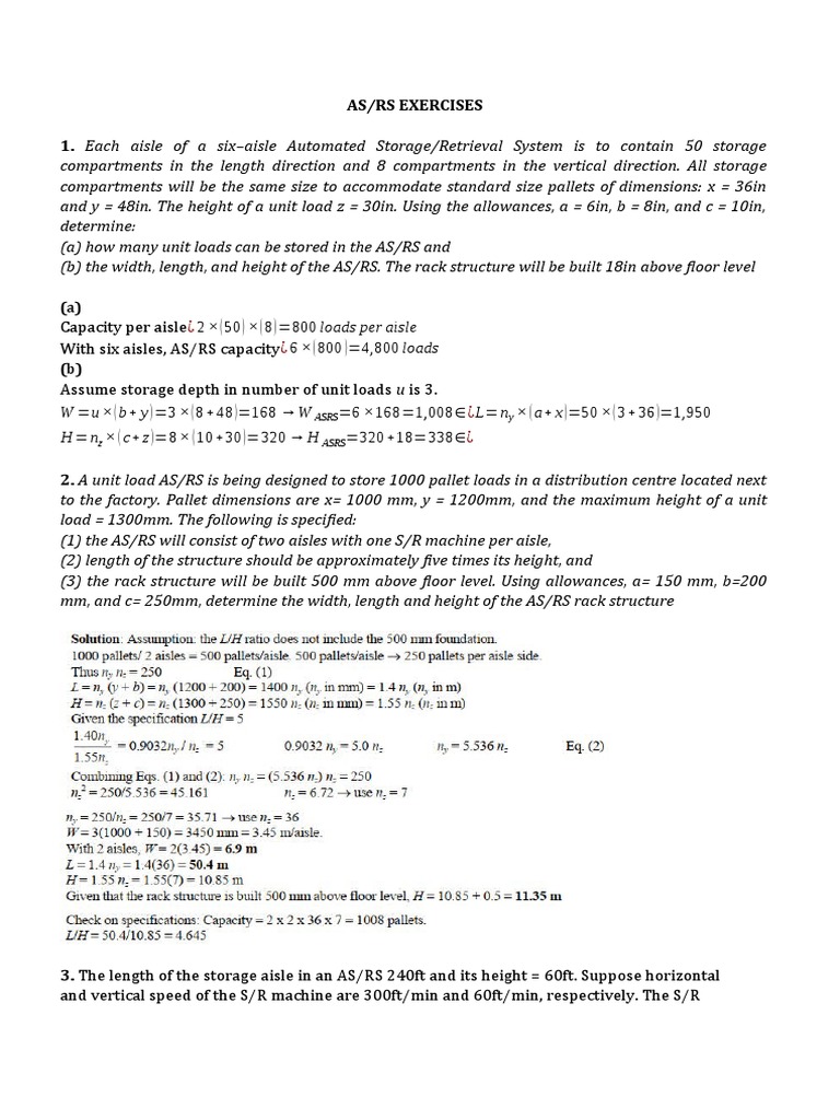 AS-RS Exercises | PDF