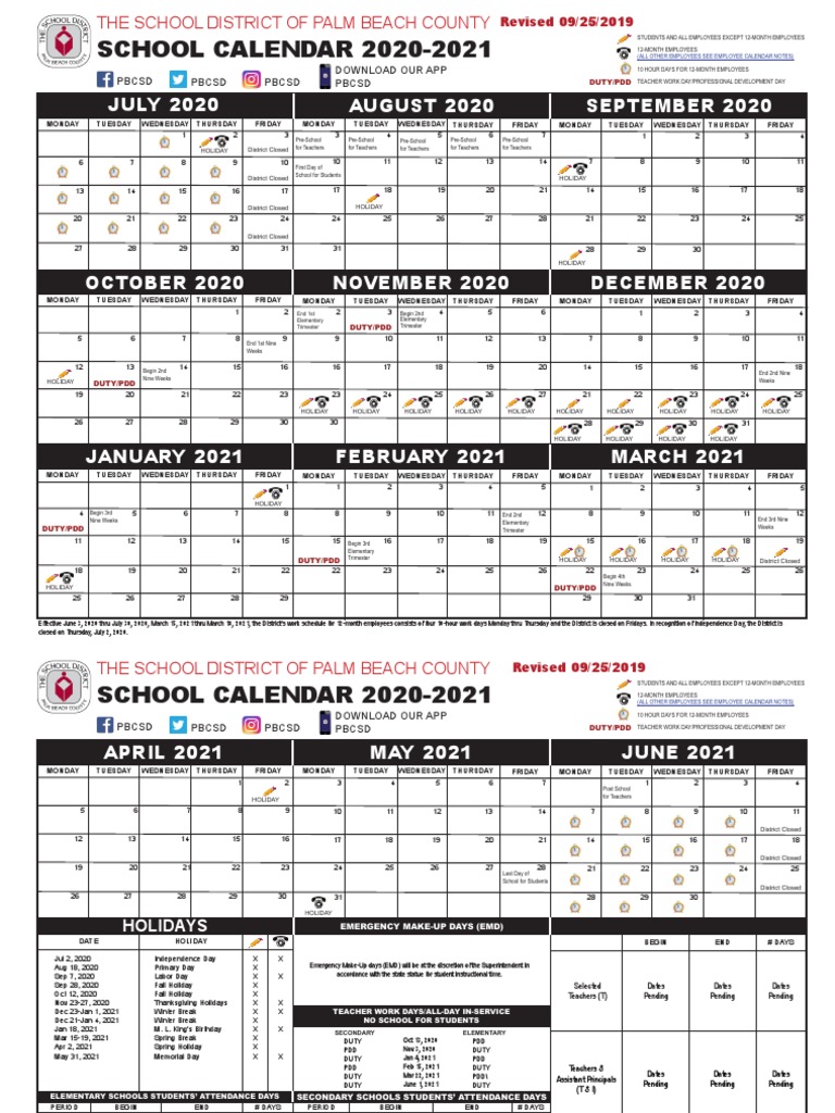 SCHOOL CALENDAR 2020-2021: JULY 2020 AUGUST 2020 September 2020 | PDF ...