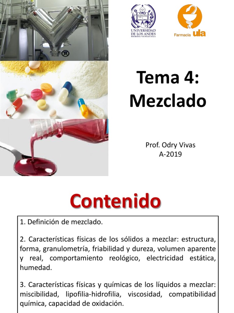 Tema 4 Mezclado A2019 PDF | PDF | Mezcla | Reacciones químicas