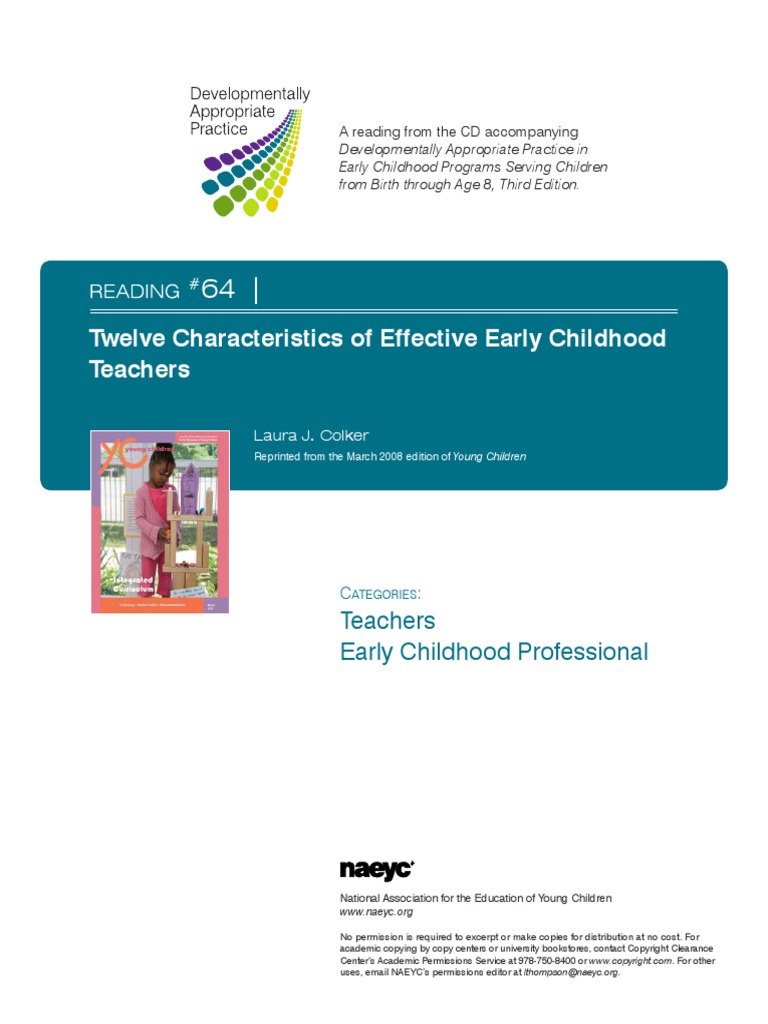 Colker 12 Characteristics of Highly Effective Ec Teachers | Download ...