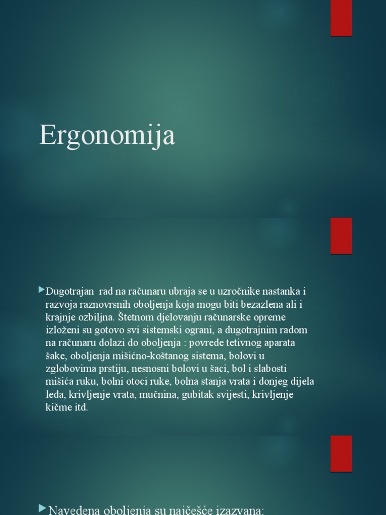 Ergonomija Za Računarom | PDF