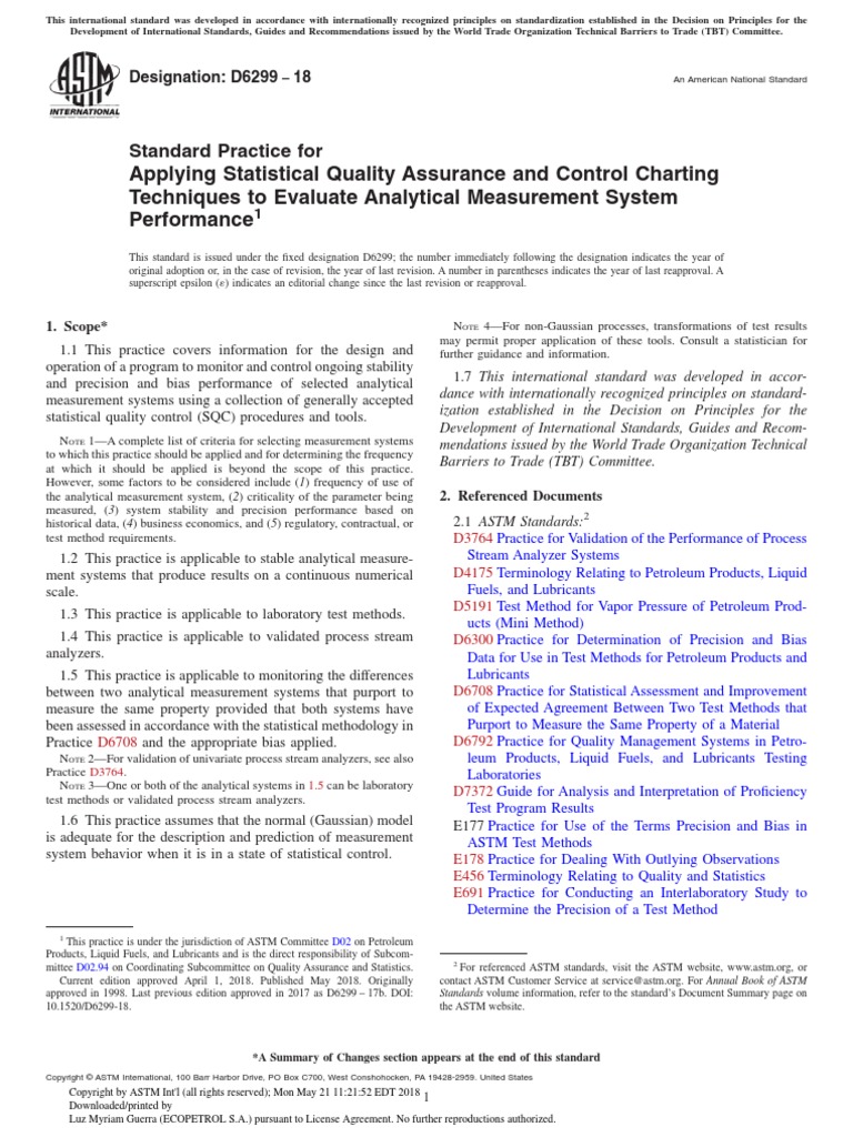 Astm D6299-2018 | PDF | Accuracy And Precision | Statistics