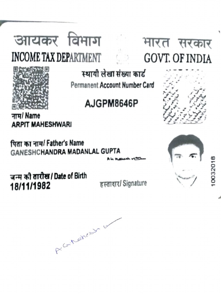 Income Tax Department Govt. of India: AJGPM8646P | PDF | Social ...