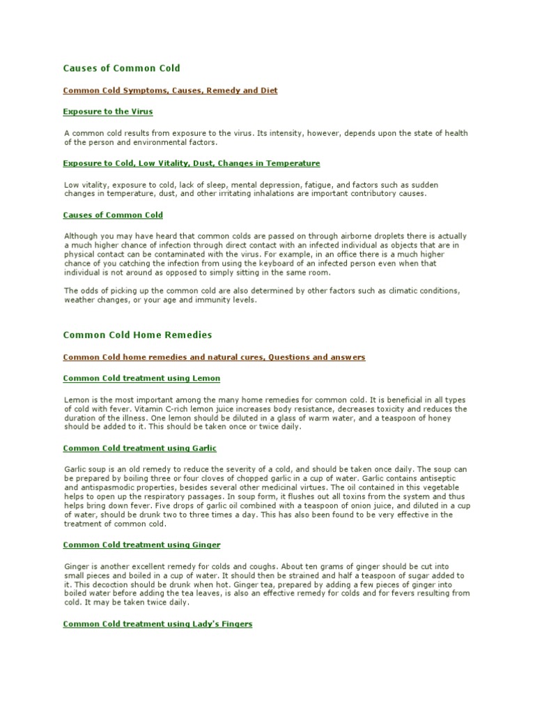 Causes of Common Cold | Common Cold | Medicine