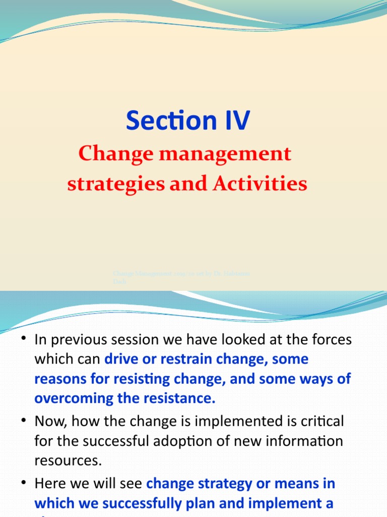 Change Management - Section IV | PDF | Change Management | Negotiation