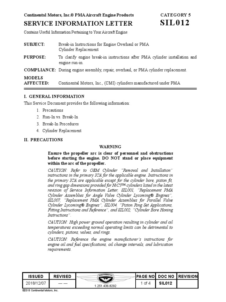 Service Information Letter: Contains Useful Information Pertaining To ...