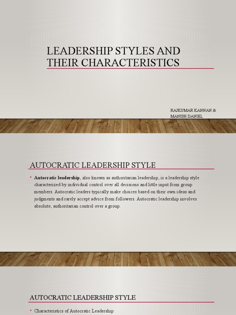 Leadership Styles and Their Characteristics | PDF | Leadership ...