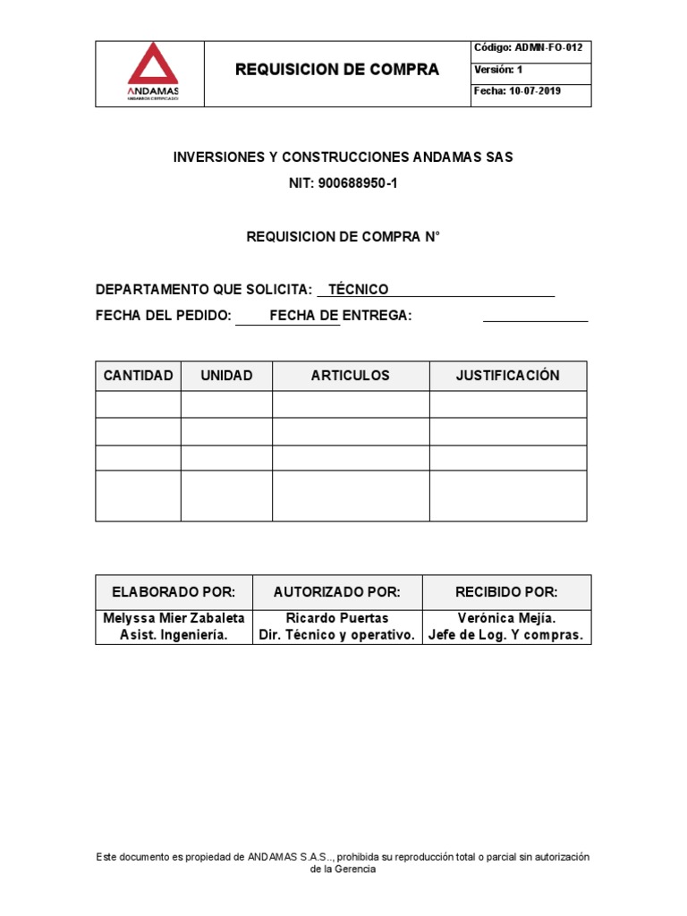 Formato Requisicion de Compra | PDF