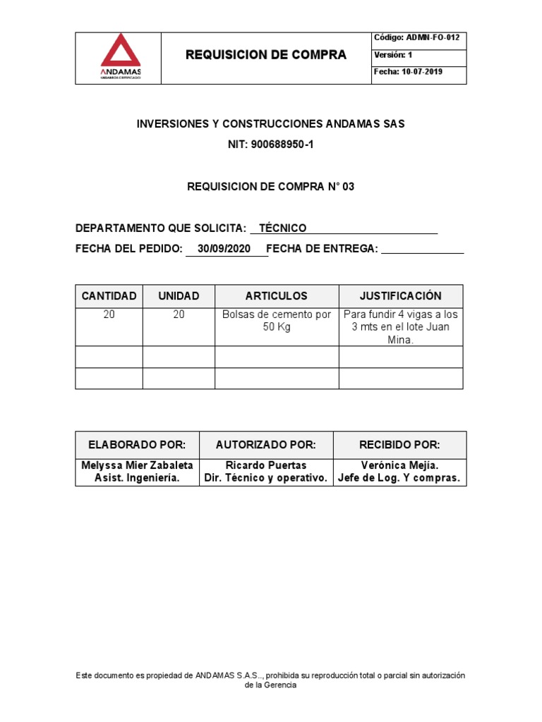 Requisicion de Compra N 03 | PDF