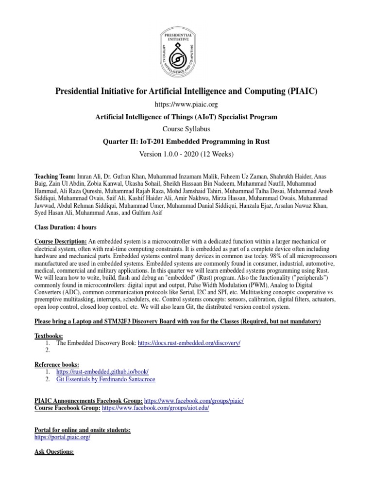 Embedded Rust Programming Course Syllabus | PDF | Embedded System | Microcontroller