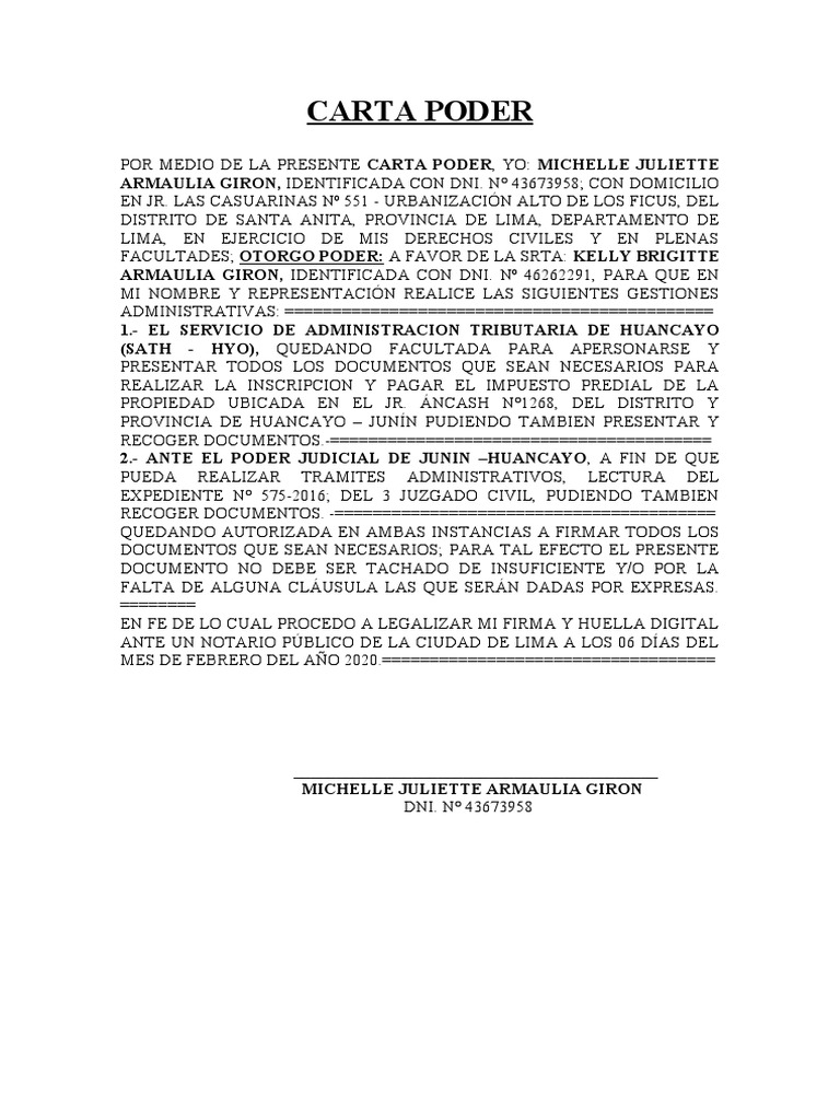 Carta-Poder Simple | PDF