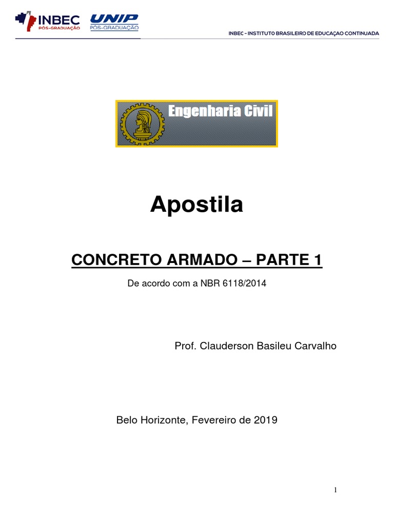 Apostila Concreto Parte 1 Inbec Unip Pdf Pdf Cimento Estresse
