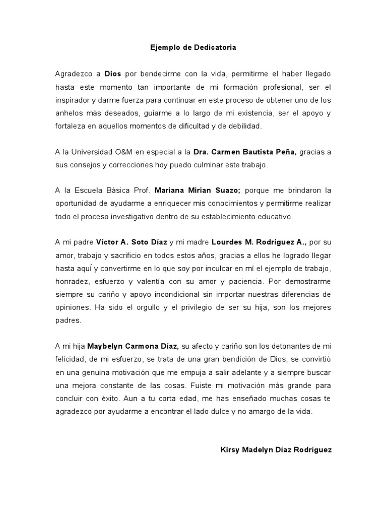 Ejemplo de Dedicatoria | PDF | Amor | Sicología