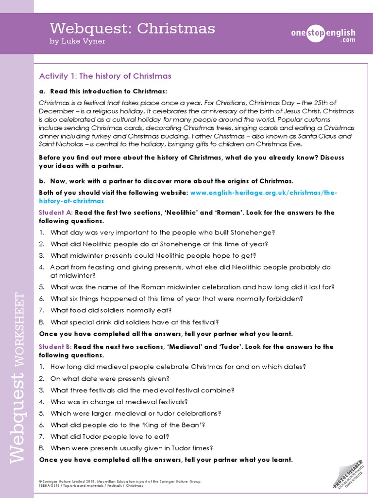 Christmas Webquest Worksheet | PDF | Santa Claus | Christmas