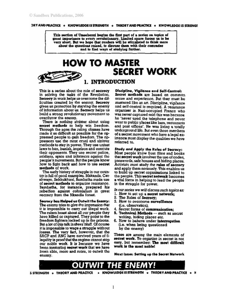 How To Master Secret Work | PDF