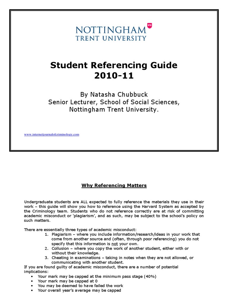 Student Referencing Guide 2010-11 | PDF | Academic Dishonesty | Newspapers