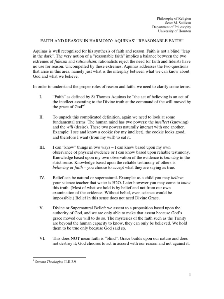Aquinas Faith Reason | PDF | Faith | Reason