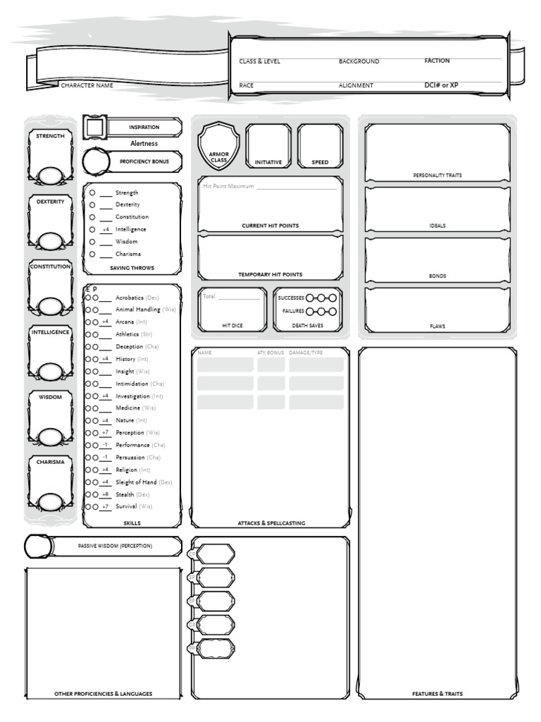 Scheda Editabile D&D 5e | PDF | Leisure Activities | Role Playing