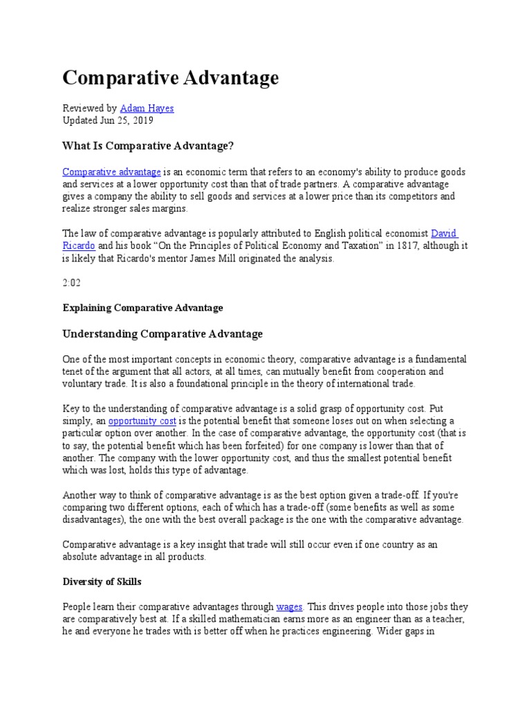 Understanding Comparative Advantage: How Specialization and Trade ...