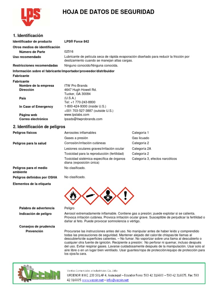 HDS, LPS - Force - 842 - Hoja - Seguridad | PDF | Agua | Residuos