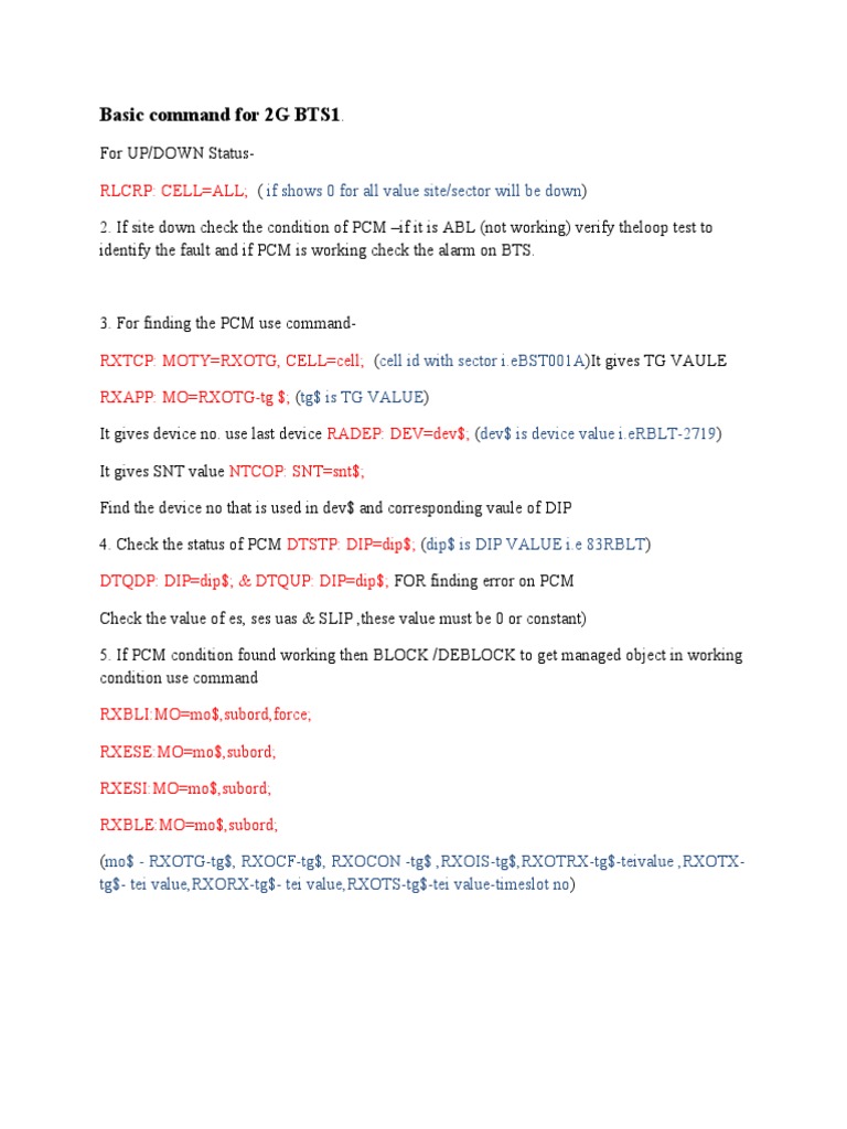 Basic Command For 2G BTS1: RLCRP: Cell All | Download Free PDF | Manufactured Goods | Computer ...