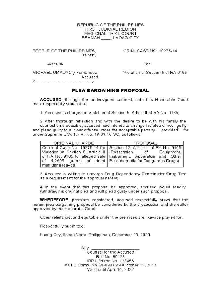 Plea Bargaining Proposal | PDF | Plea | Plea Bargain