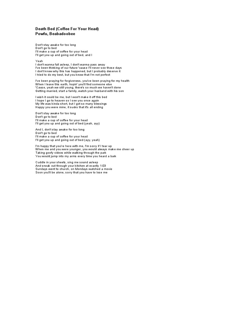 Death Bed - Powfu (Lyric) | PDF