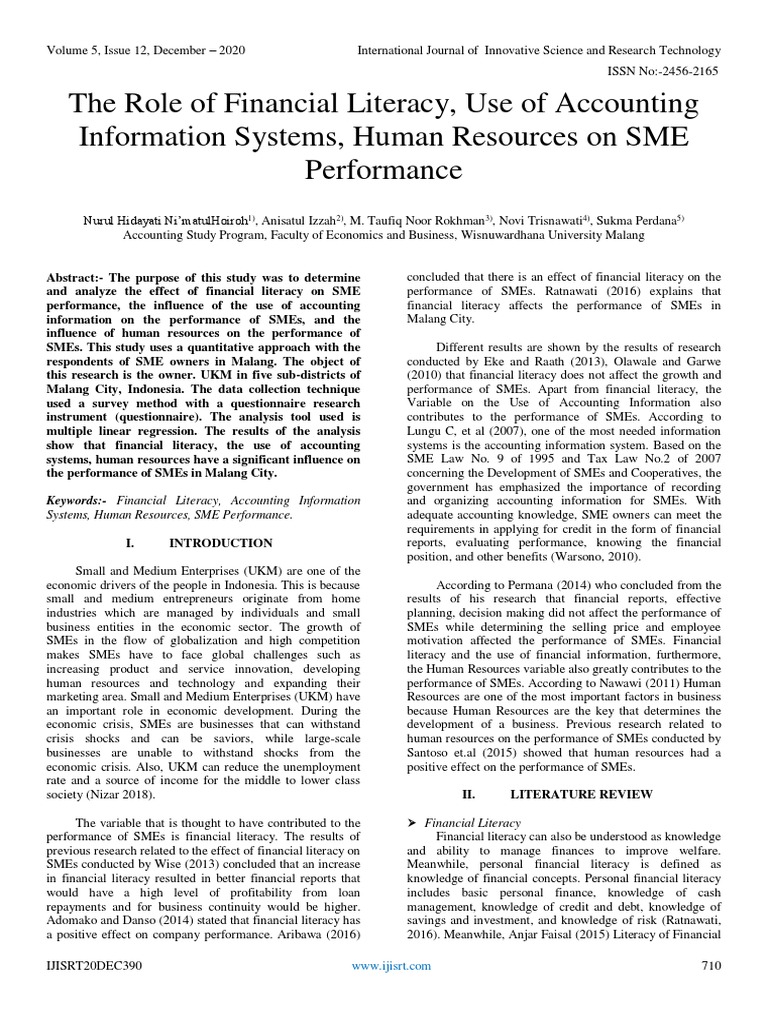 The Role of Financial Literacy, Use of Accounting Information Systems ...