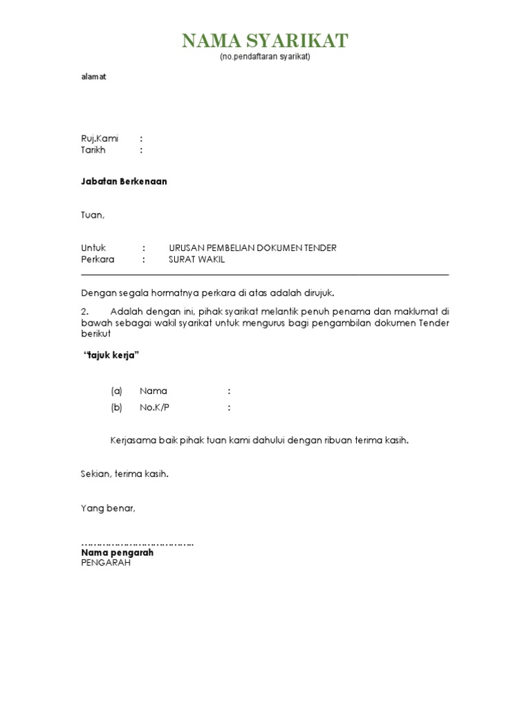Surat Wakil Syarikat | PDF