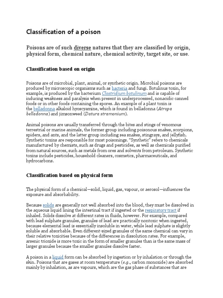 Classification of A Poison | PDF | Cell Membrane | Lipid Bilayer