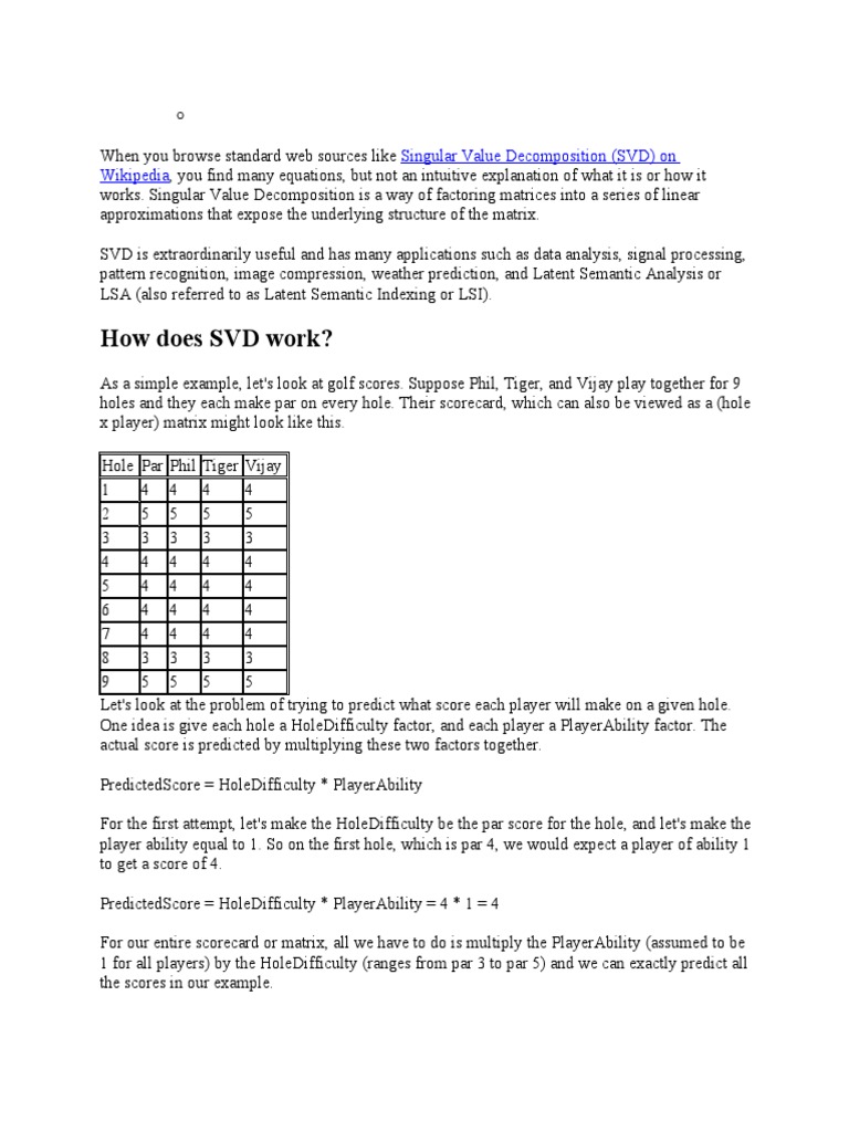 How Does SVD Work?: Singular Value Decomposition (SVD) On Wikipedia ...