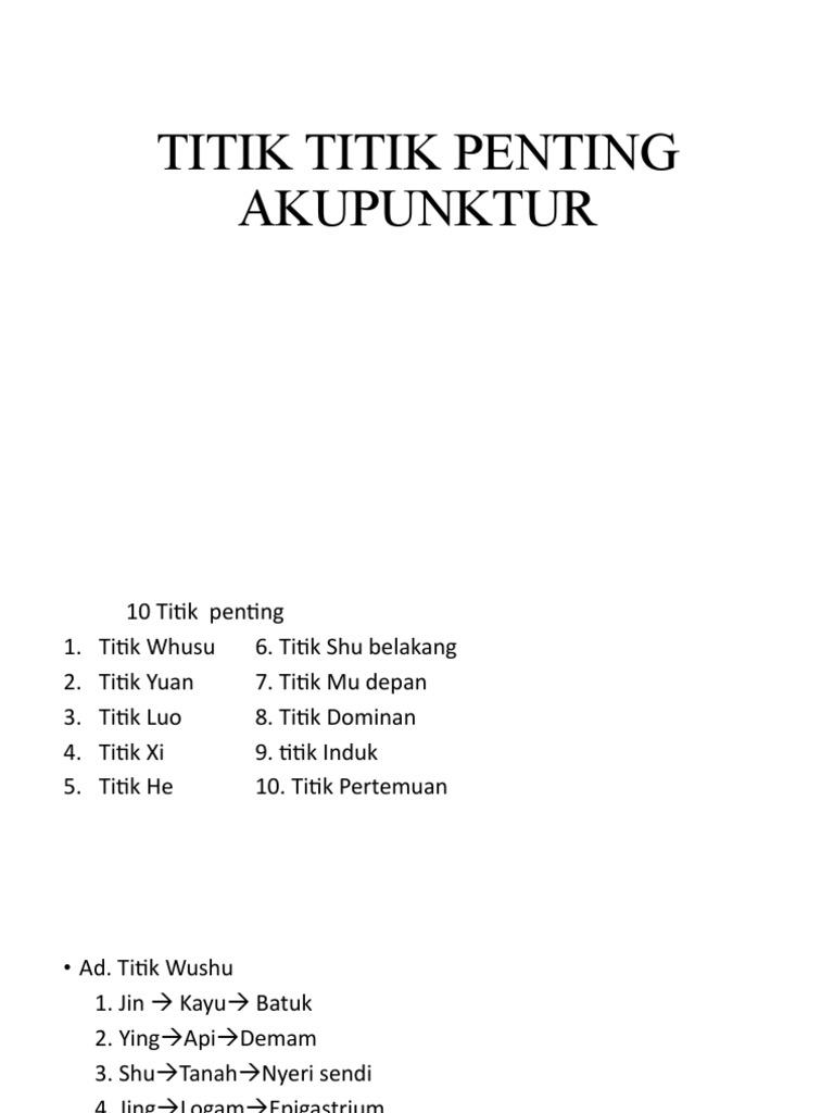 Titink Titik Penting Akupunktur | PDF | Olahraga & Rekreasi