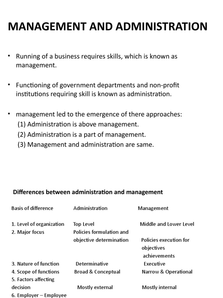 Understanding the Differences Between Management and Administration ...