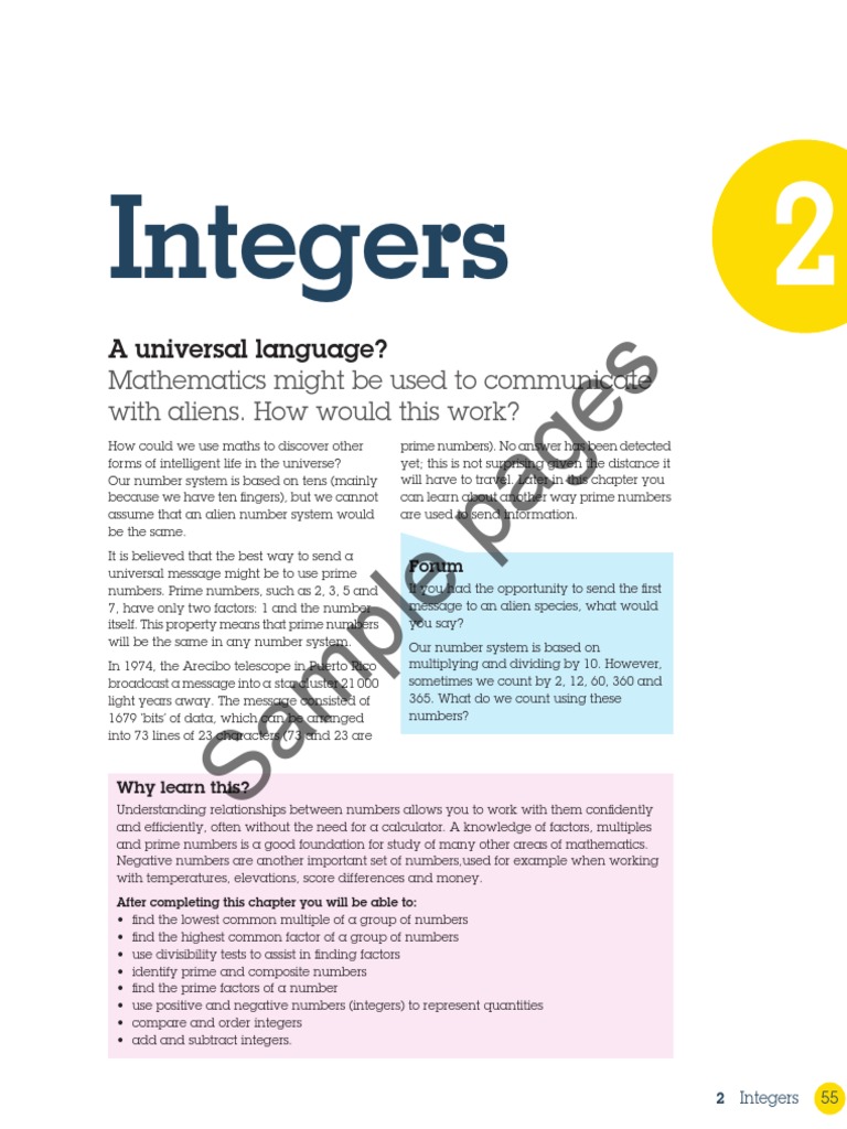 Integers: Sample Pages | PDF | Number Theory | Mathematical Notation