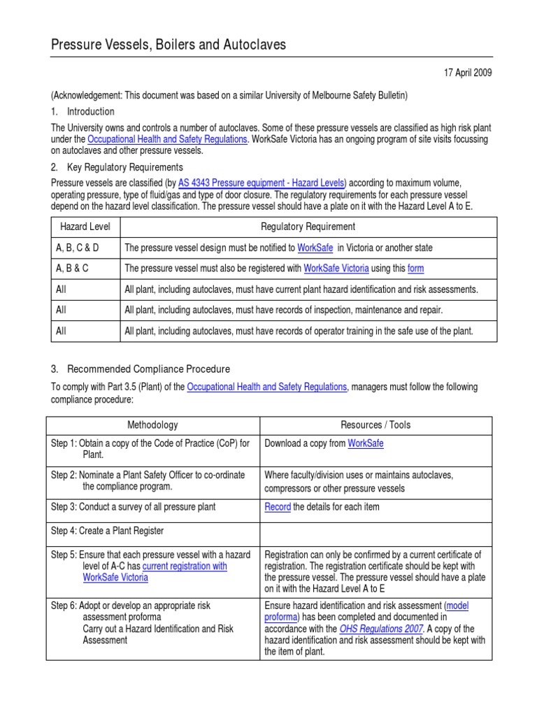 Pressure Vessels Guide | PDF | Occupational Safety And Health | Risk ...