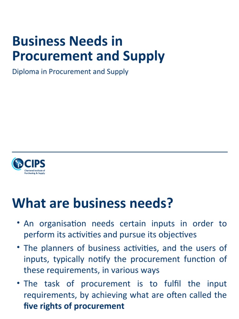 CIPS L4-Business Needs in Procurement and Supply | PDF | Pricing ...