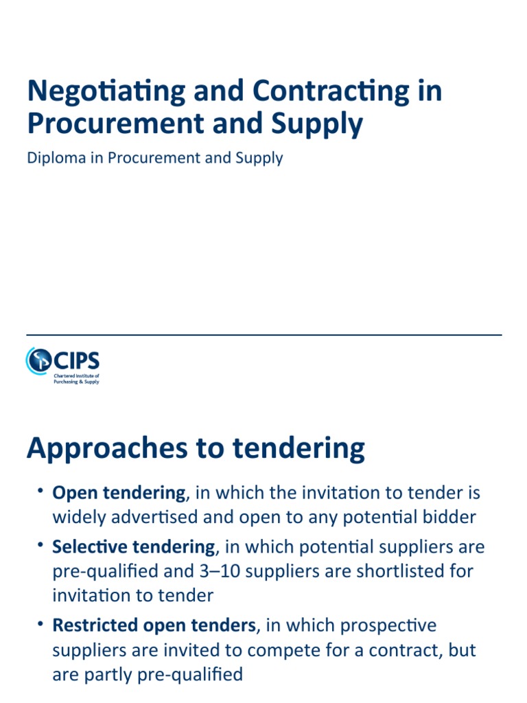 CIPS L4-Negotiating and Contracting in Procurement and Supply ...