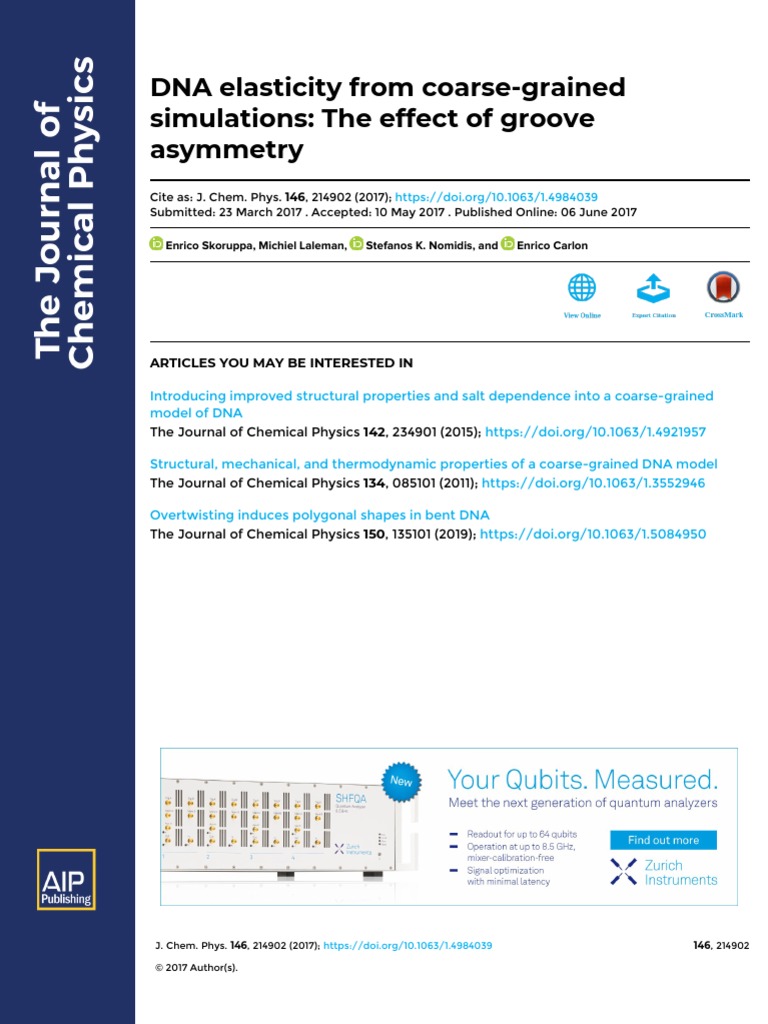 DNA - Elasticity - Carlon 2017 | PDF | Nucleic Acid Double Helix | Stiffness