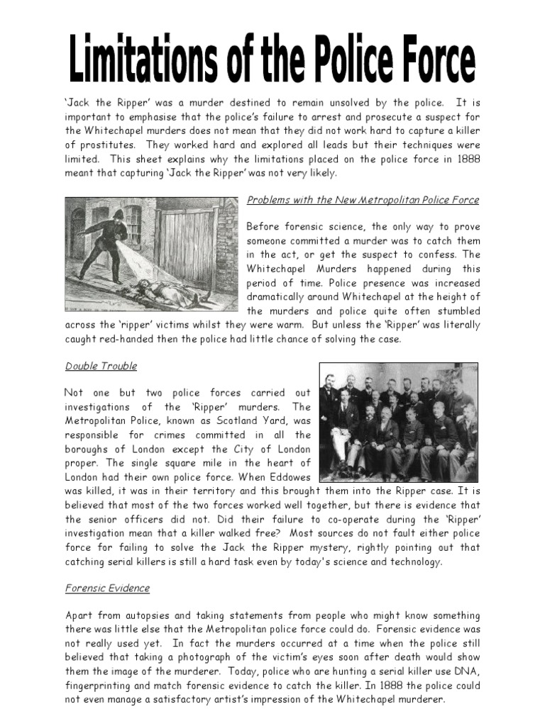 Limitations of The Police Force | PDF | Jack The Ripper | Forensic Science
