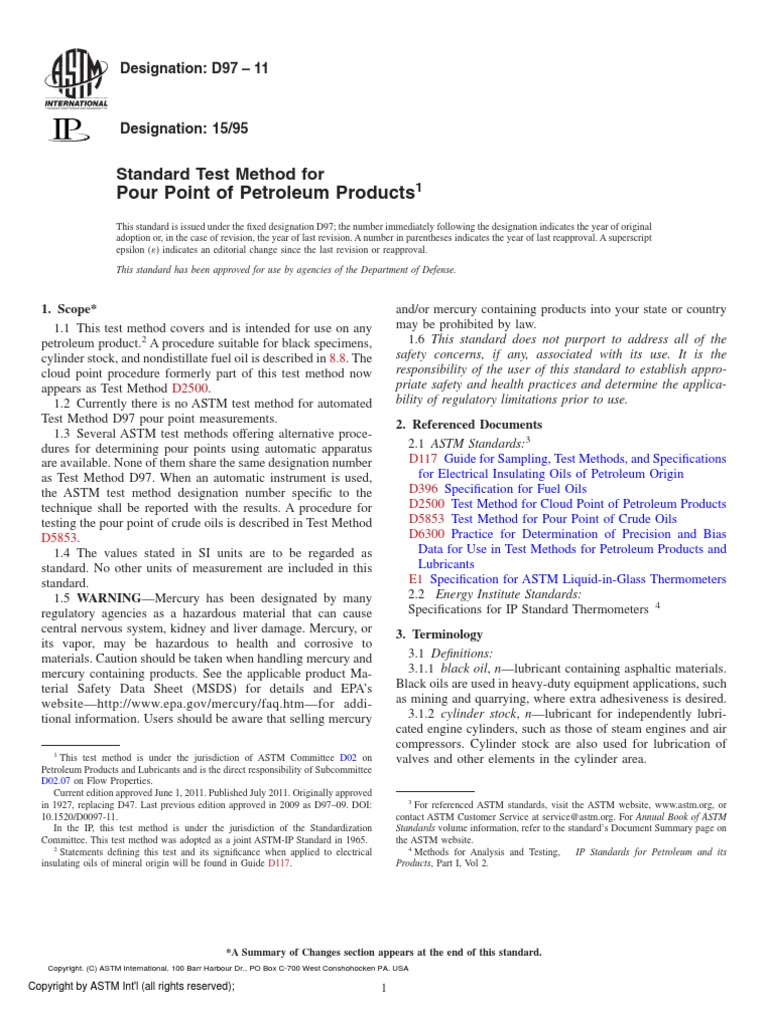Astm D97 | PDF | Chemical Substances | Physical Chemistry