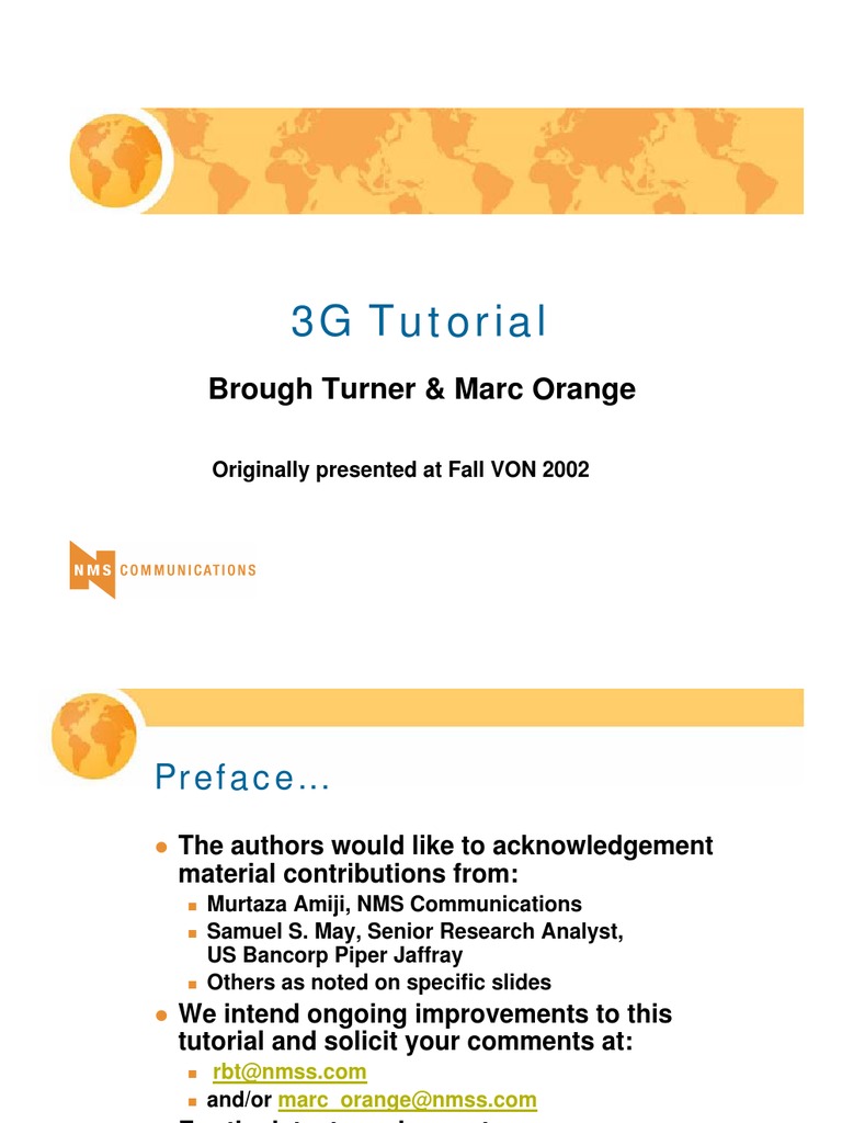 3G Tutorial: Brough Turner & Marc Orange | PDF | Ip Multimedia ...