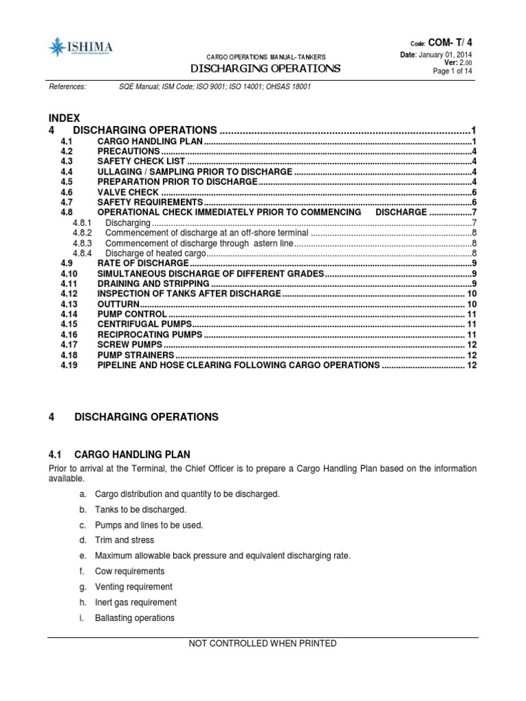 Discharging Operations 3 | PDF | Oil Tanker | Pump