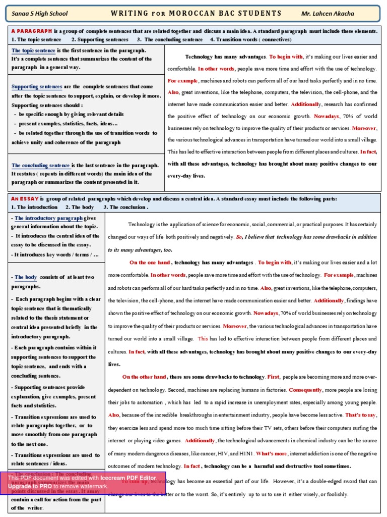 Bac Writing Pdf : Méthodologie writing bac – TBFK
