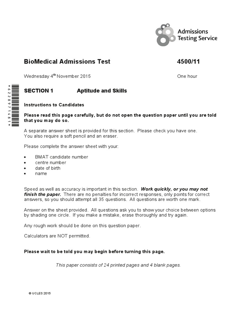 Specimen Bmat 2015 Past Paper Section 1 PDF | PDF | Recidivism | Prison