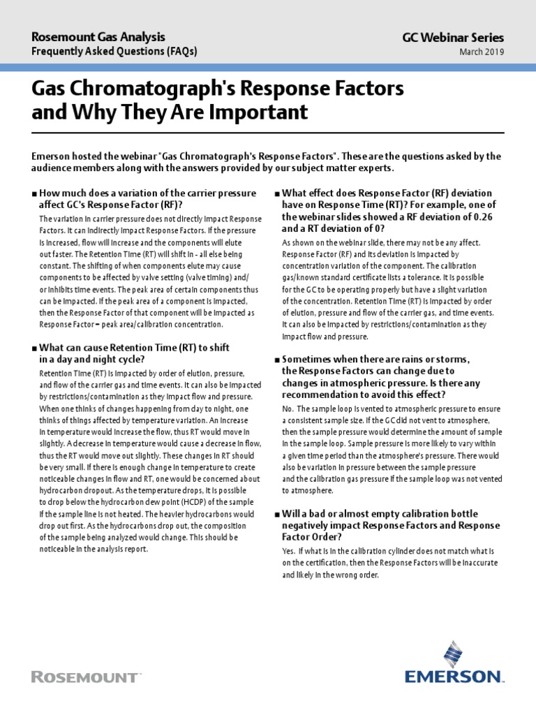 Gas Chromatograph's Response Factors and Why They Are Important | PDF ...
