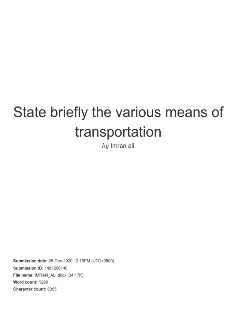 State Briefly The Various Means of Transportation | PDF