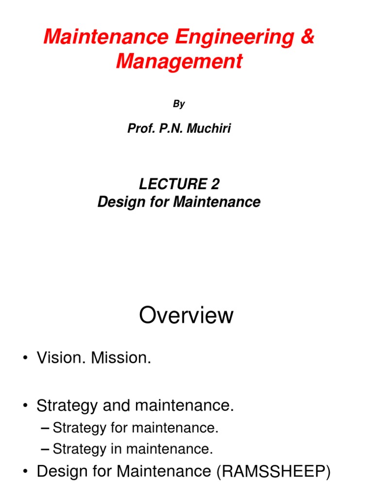 LEC2 - Design For Maintenance | PDF | Capital Expenditure | Reliability ...
