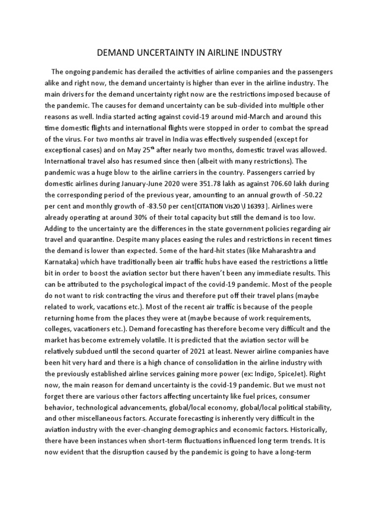 Airline Demand Uncertainty | PDF | Forecasting | Airlines