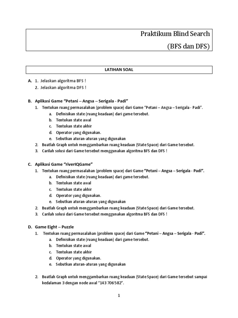Praktikum Blind Search (BFS Dan DFS) PDF | PDF | Metode & Bahan Ajar